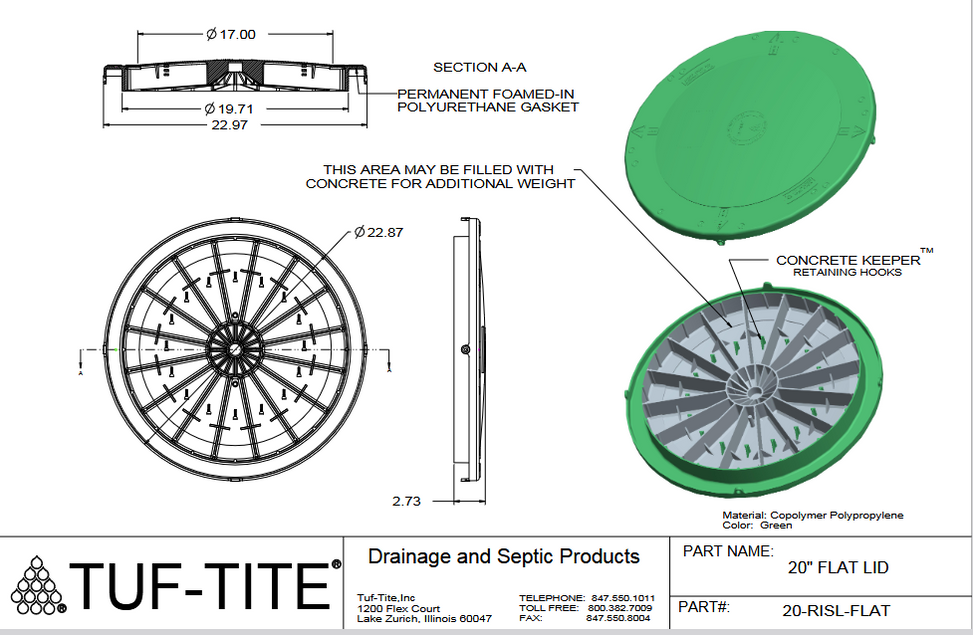 Septic Tank Riser Kit TUF-TITE Septic Tank Lid Cover – Domed Design ...